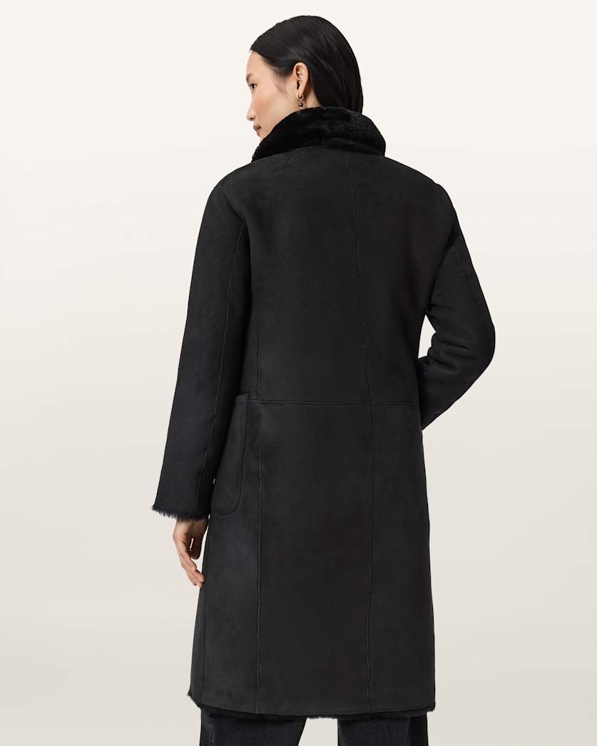 Serra Reversible Shearling Coat Black | ALLSAINTS
